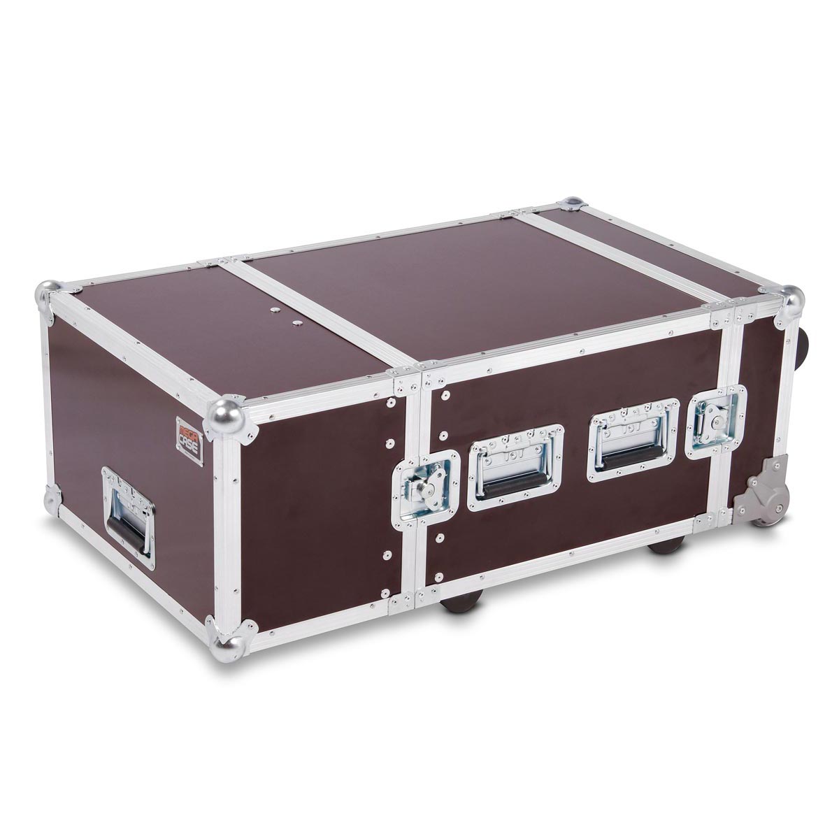 7HE Live Rack 50 mit Zubehörfach im Deckel und Eckeinbaurolle | Megacase